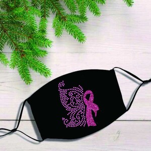 Breast Cancer Awareness Pink Ribbon Face Mask With Filter Pocket and ...