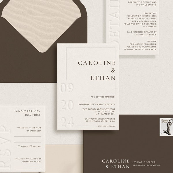 Embossed Wedding Invitations - Etsy