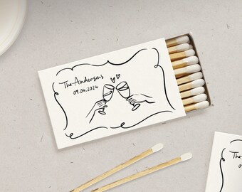 Cocktail Doodle Personalized Wedding Favor Matchboxes, Hand Drawn Cute ...