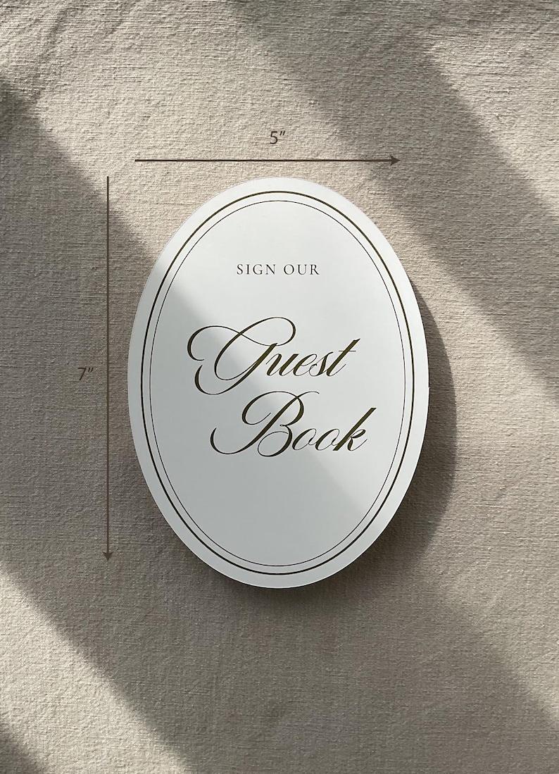 Guest Book Sign, Oval, Old Money, Elegant Modern Reception Decor ...