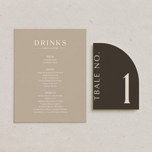 Custom Modern Wedding Bar Menu Card, Minimalist Printed Reception Decor ...