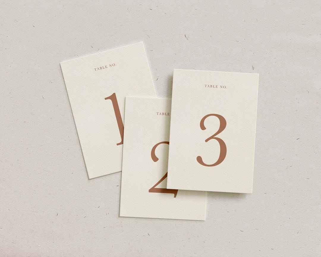 PRINTED Table Numbers, Modern Minimalist Wedding Table Numbers, Simple ...