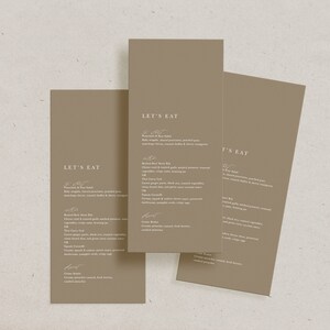 Custom Modern Wedding Menu Card, Elegant Personalized Reception Decor ...