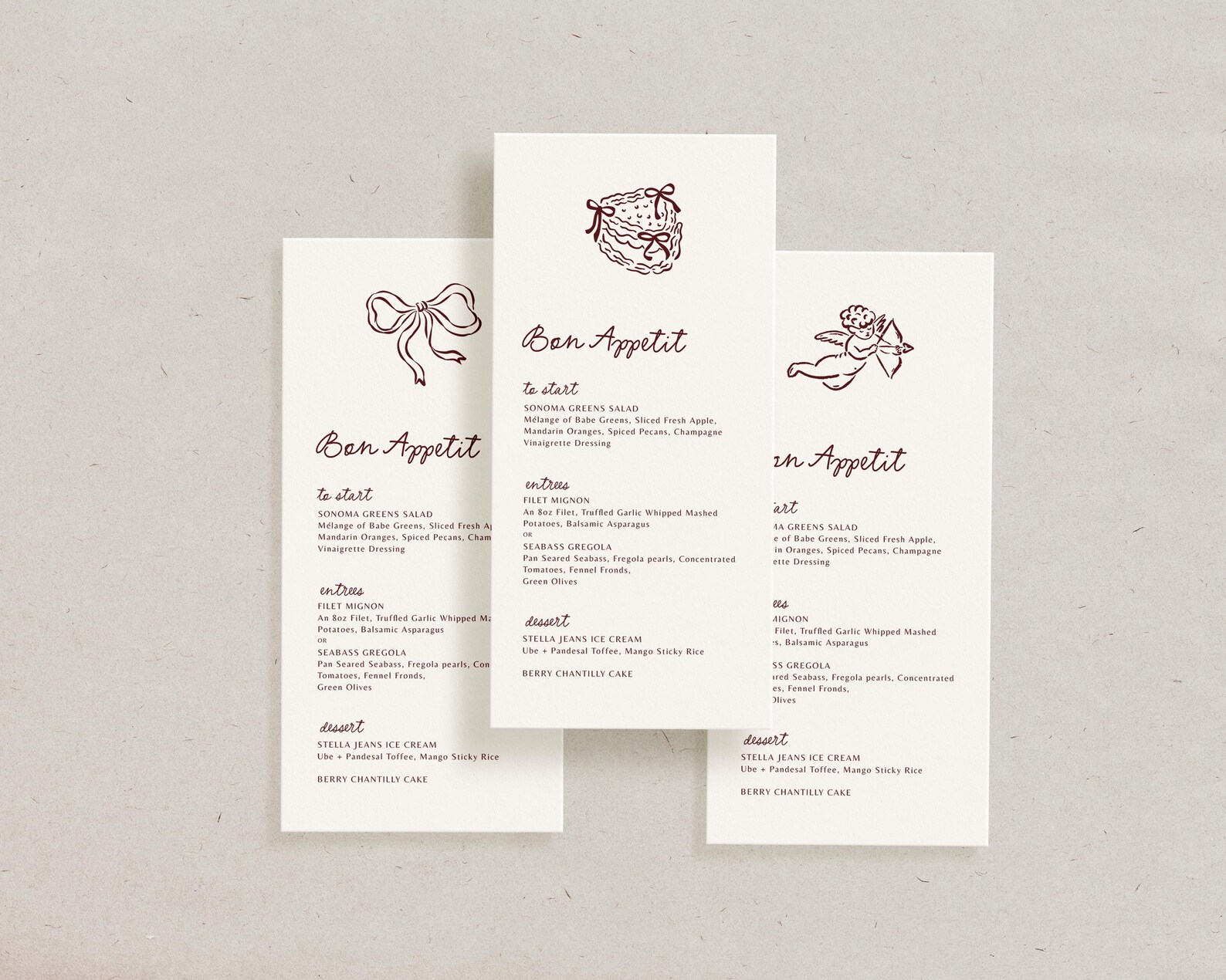 Doodle Wedding Menu and Place Card, Personalized Reception Decor ...