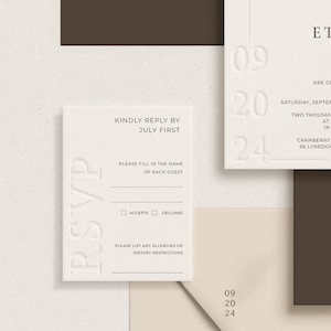 PRINTED Modern Letterpress Wedding Invitations, Modern Letter Press ...