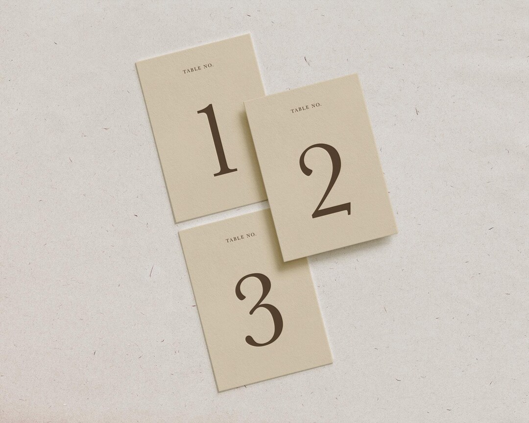 PRINTED Table Numbers, Modern Minimalist Wedding Table Numbers, Simple ...