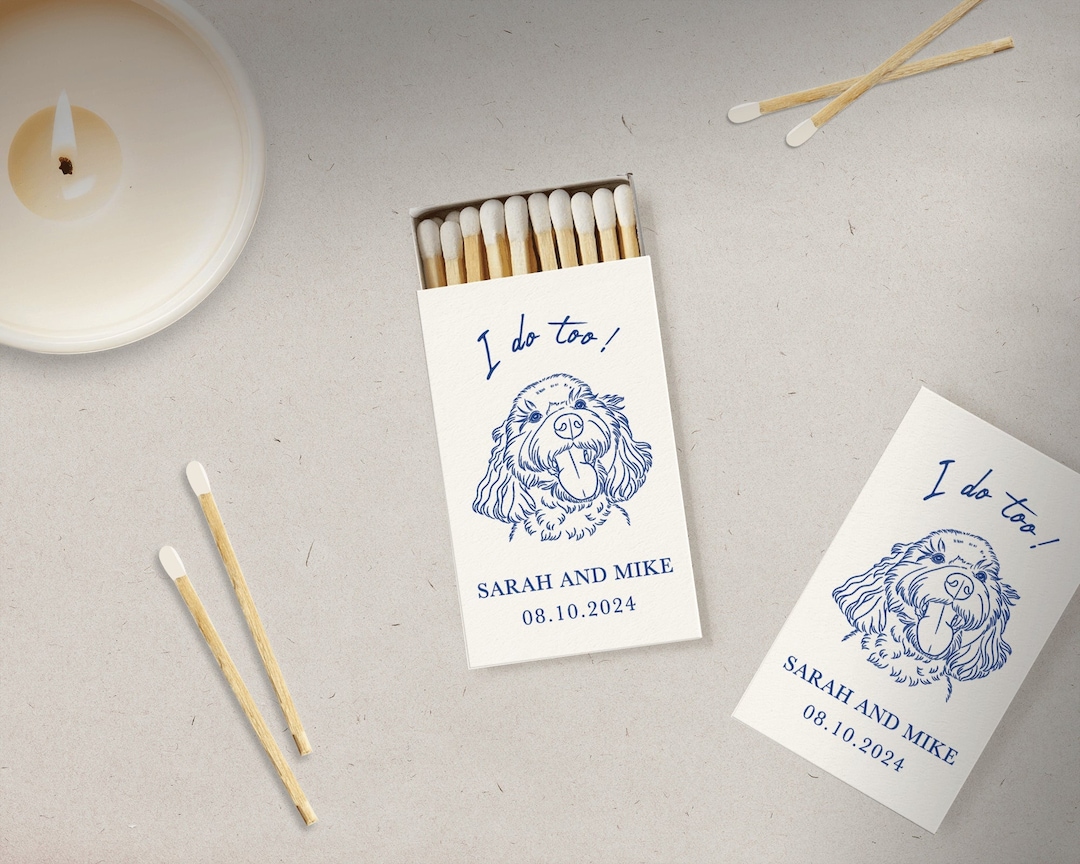 Custom Hand Drawn Pet Sketch Personalized Wedding Favor Matchboxes ...