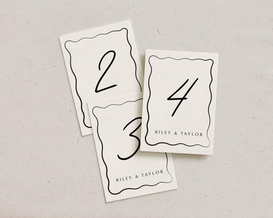 Hand Drawn Table Numbers, Custom Personalized Table Number, Elegant ...