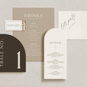 Custom Modern Wedding Bar Menu Card, Minimalist Printed Reception Decor ...