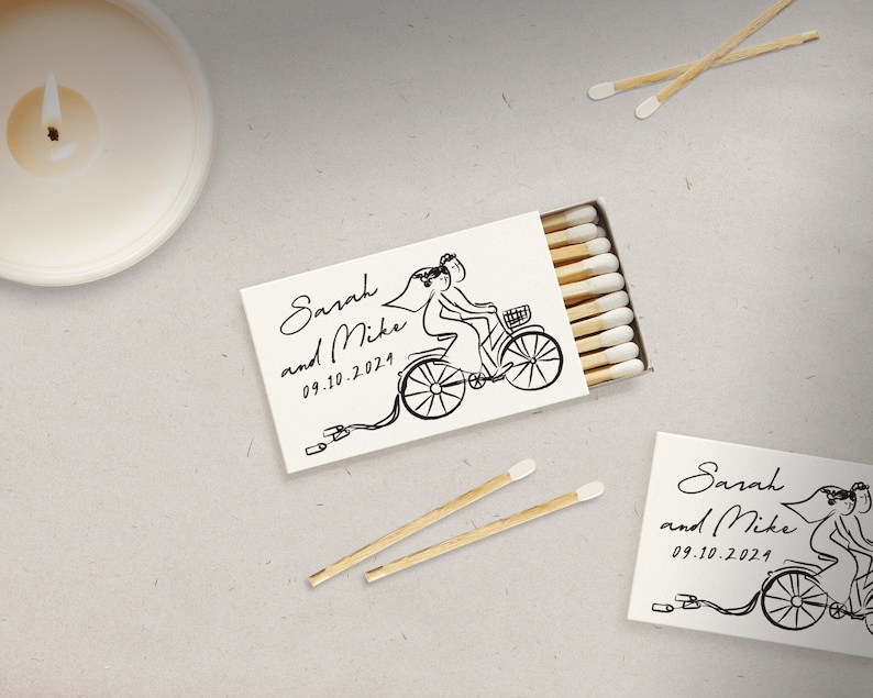 Personalized Doodle Cocktail Wedding Favor Matchboxes, Hand Drawn Cute ...