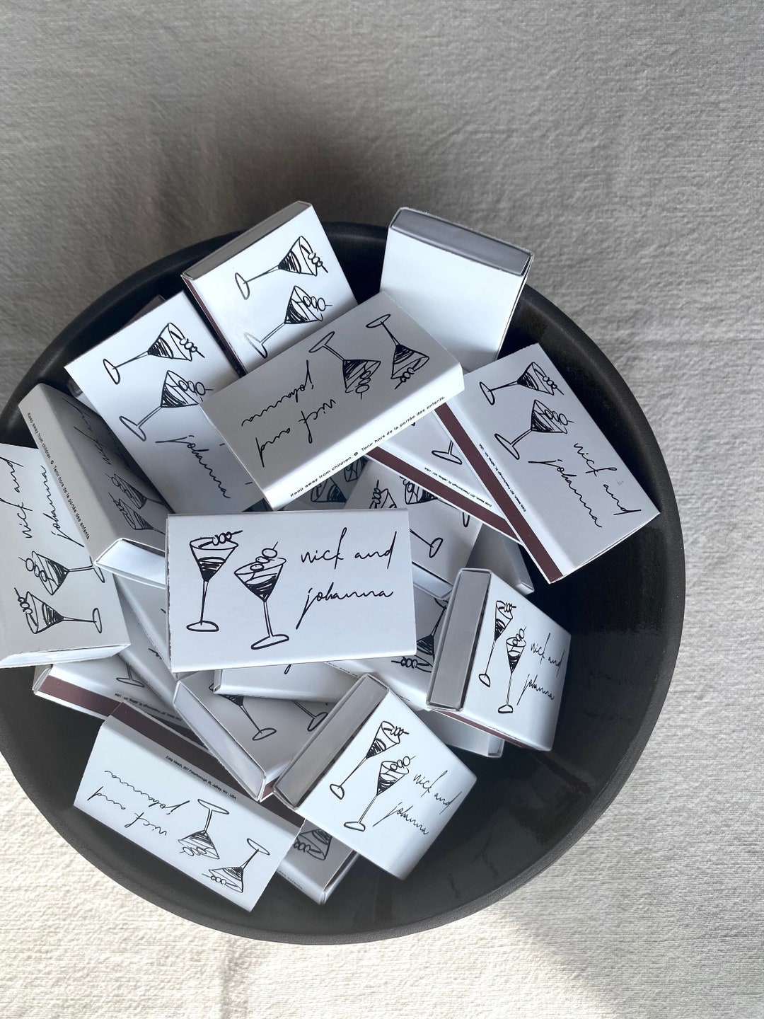 Cocktail Doodle Personalized Wedding Favor Matchboxes, Hand Drawn Cute ...