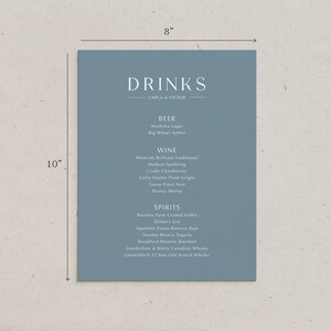 Custom Modern Wedding Bar Menu Card, Minimalist Printed Reception Decor ...