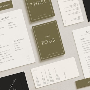 Custom Modern Wedding Menu and Place Card, Personalized Reception Decor ...