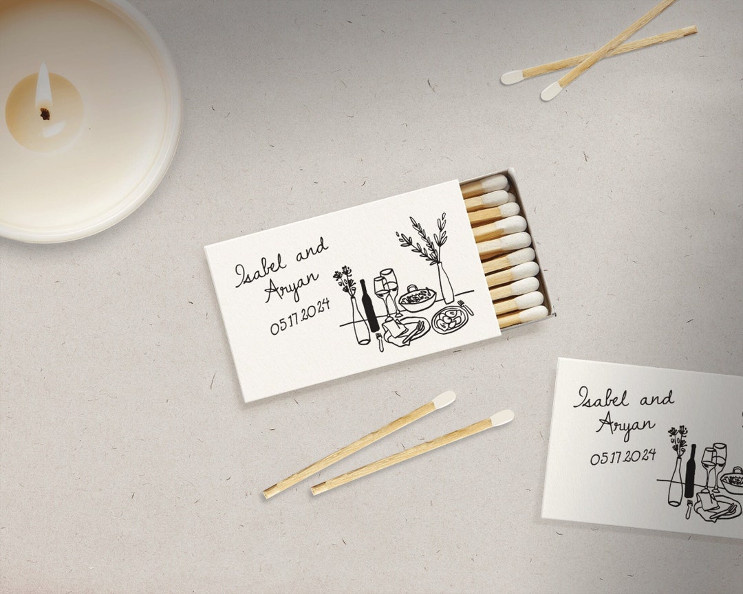 Paris Table Personalized Doodle Wedding Favor Matchboxes, Hand Drawn ...