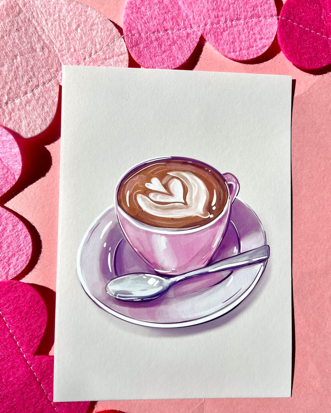 Love You A Latte Art Print: Pink Coffee Illustration - Etsy