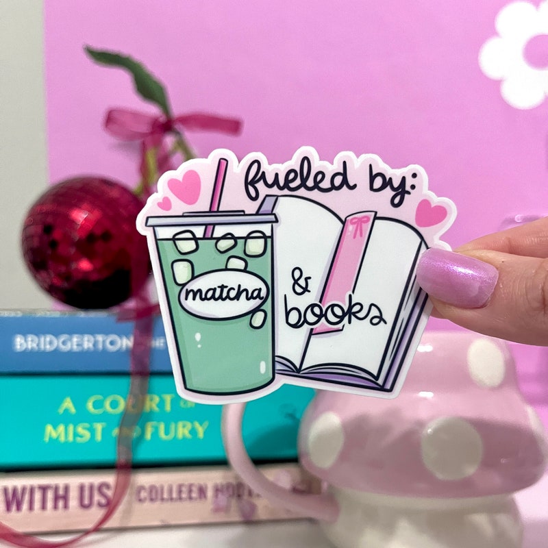 Matcha and Book Sticker - Etsy Canada