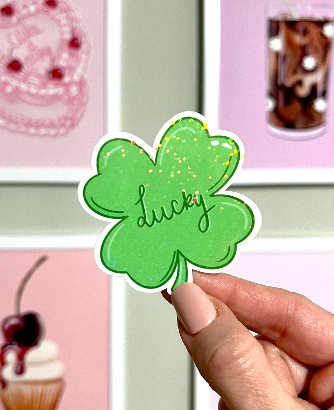 Lucky Shamrock Vinyl Sticker Laptop Sticker Waterbottle Sticker ...