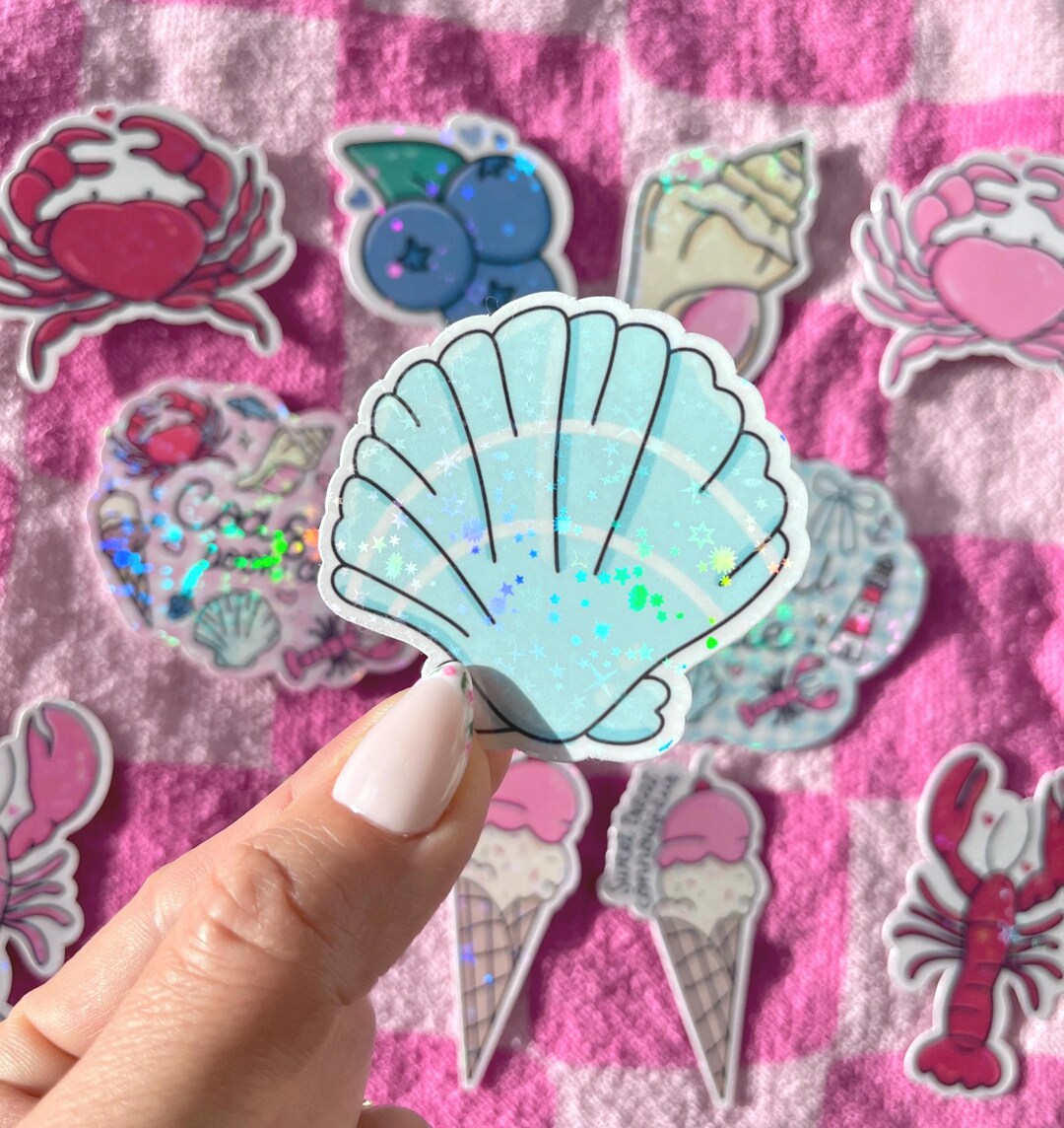 Coastal Blue Shell Sticker: Waterproof Laptop Decal - Etsy