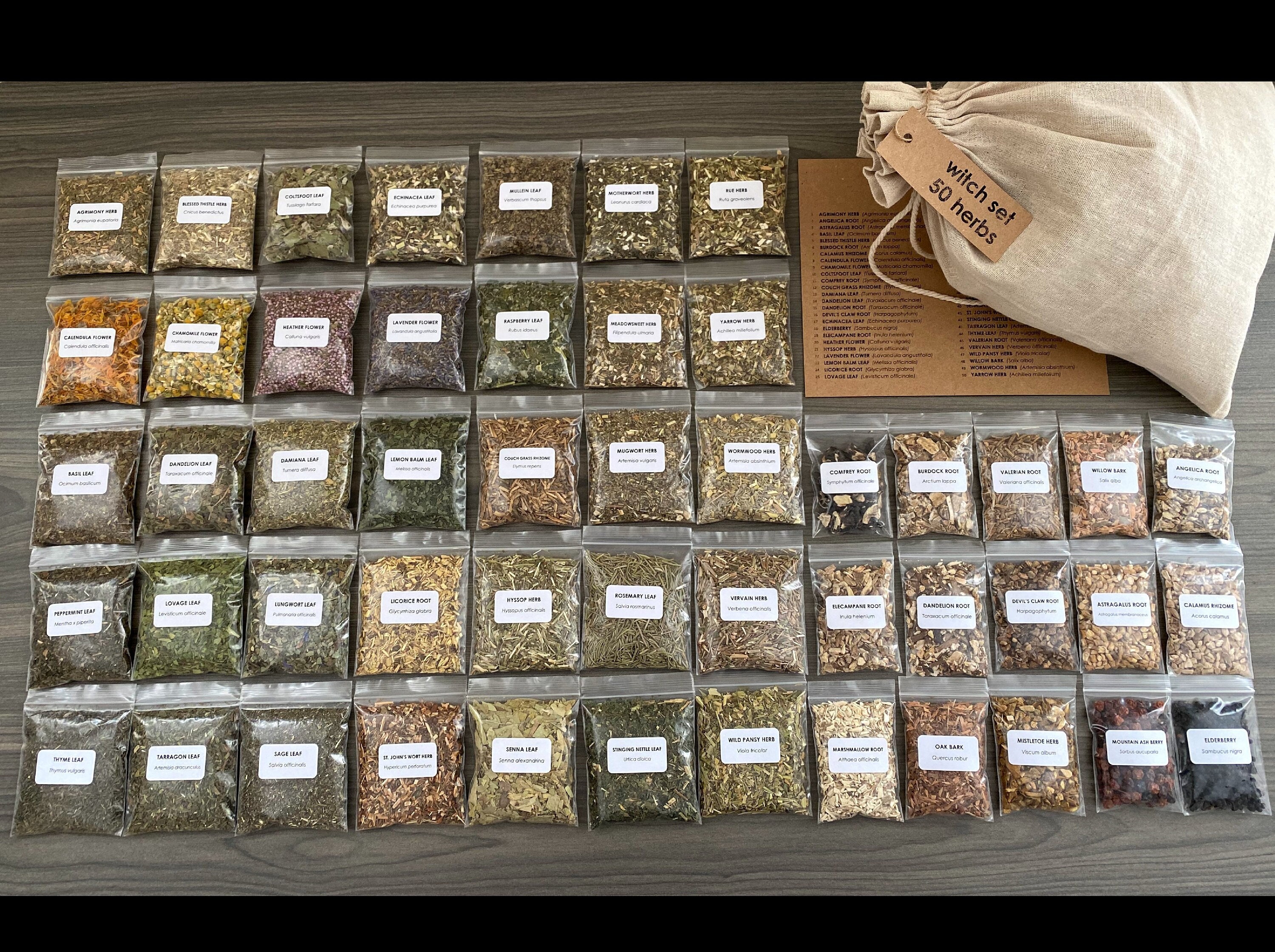 50 Magical Herbs Set Witch Herb Kit Witchcraft Herbs For Etsy