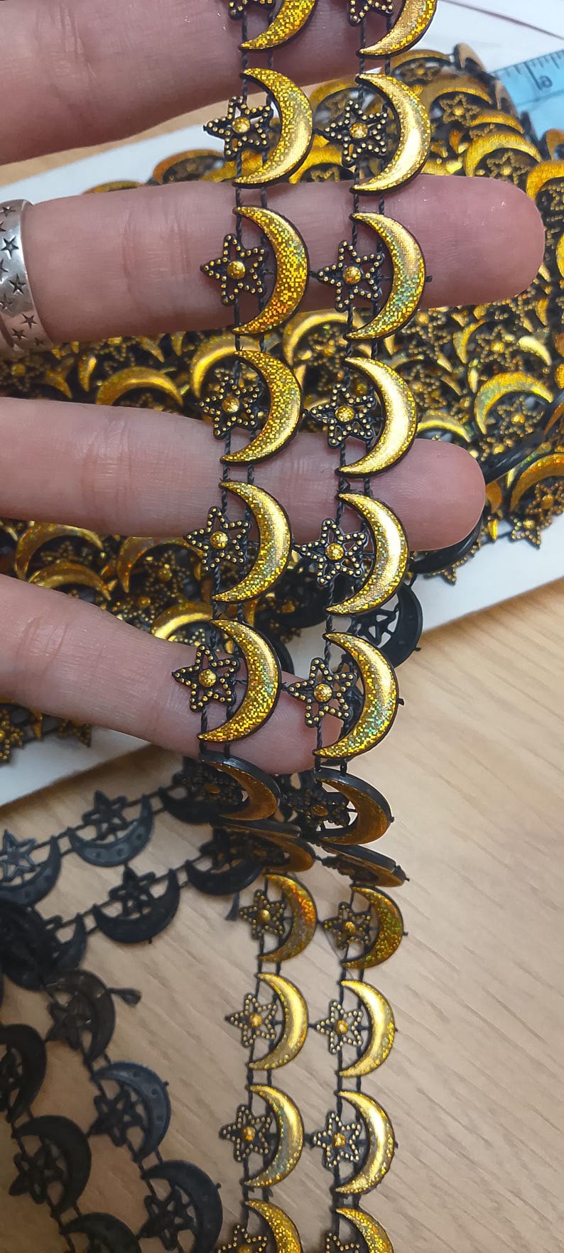 Moon and Stars Hollographic Trim 2.7cm Wide - Available in .5m, 1m and ...