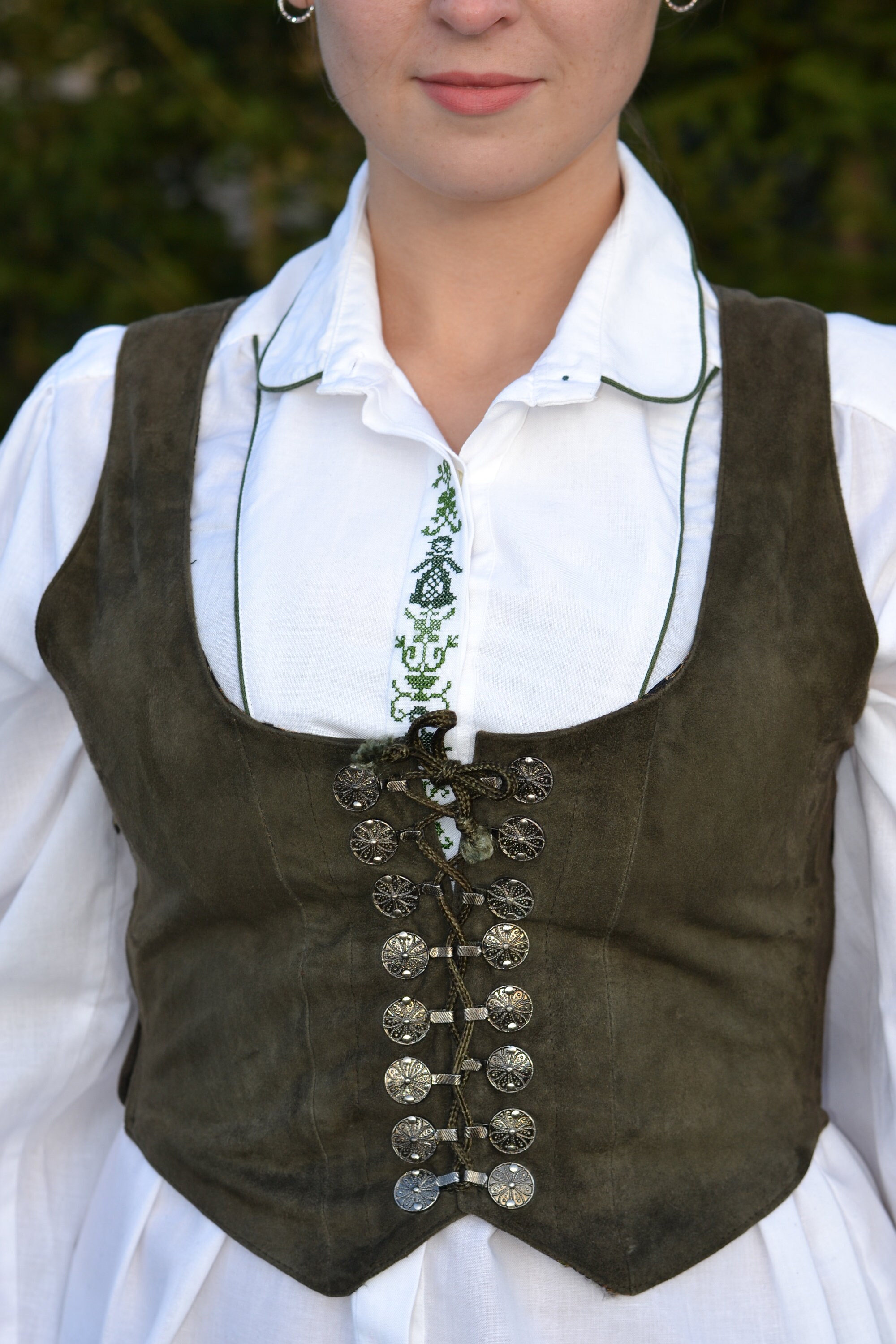 Green Suede Vest Corset Top Lacing and Metal Decorations Size S German ...