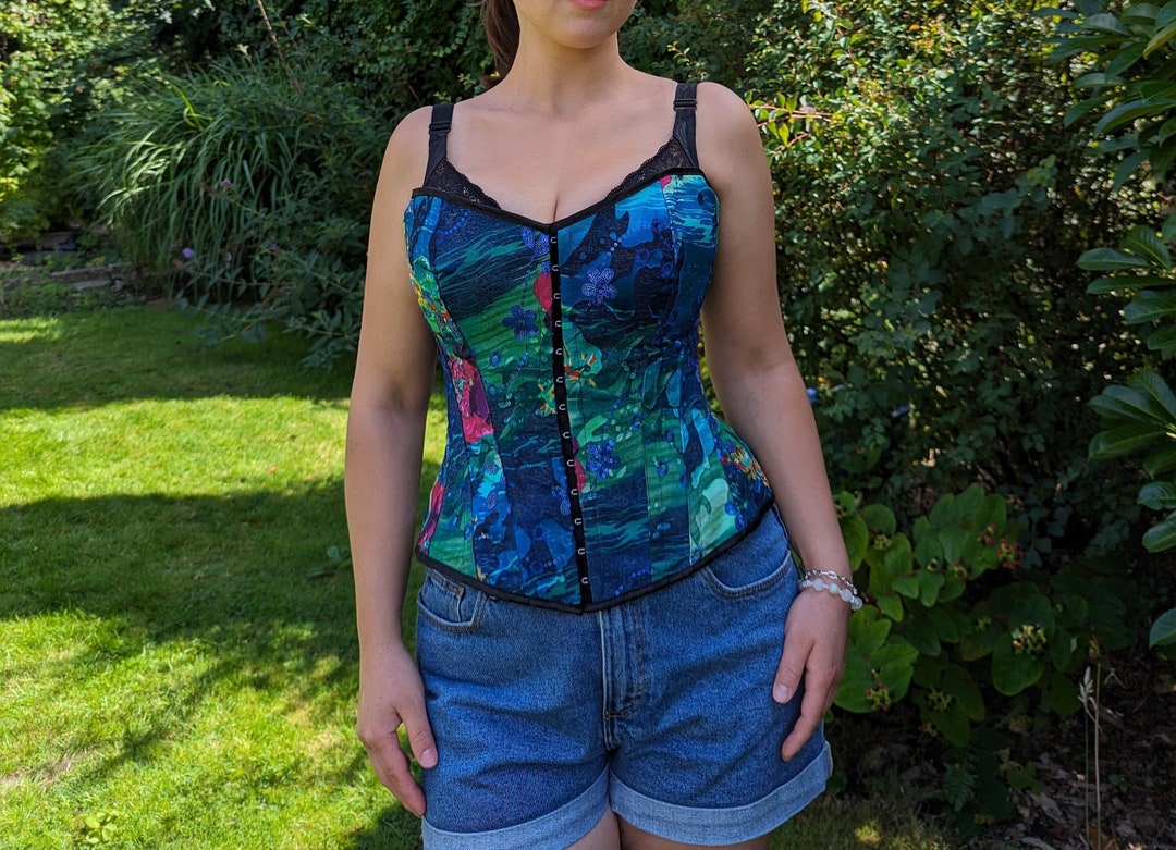 Colorful Laced Corset Top Decorated With Sequins Floral Pattern Size M ...