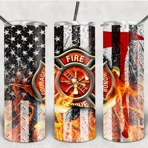 Firefighter Fire EMS Rescue Sublimation Design 20oz Skinny - Etsy