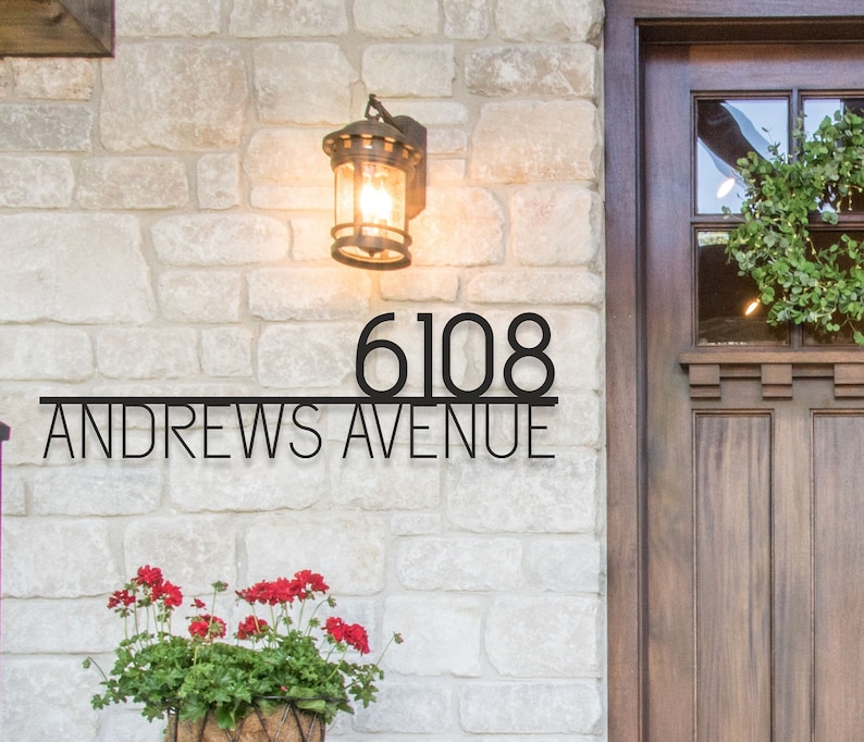 Large House Number Address Sign, Modern Address Plaque, Modern Metal ...