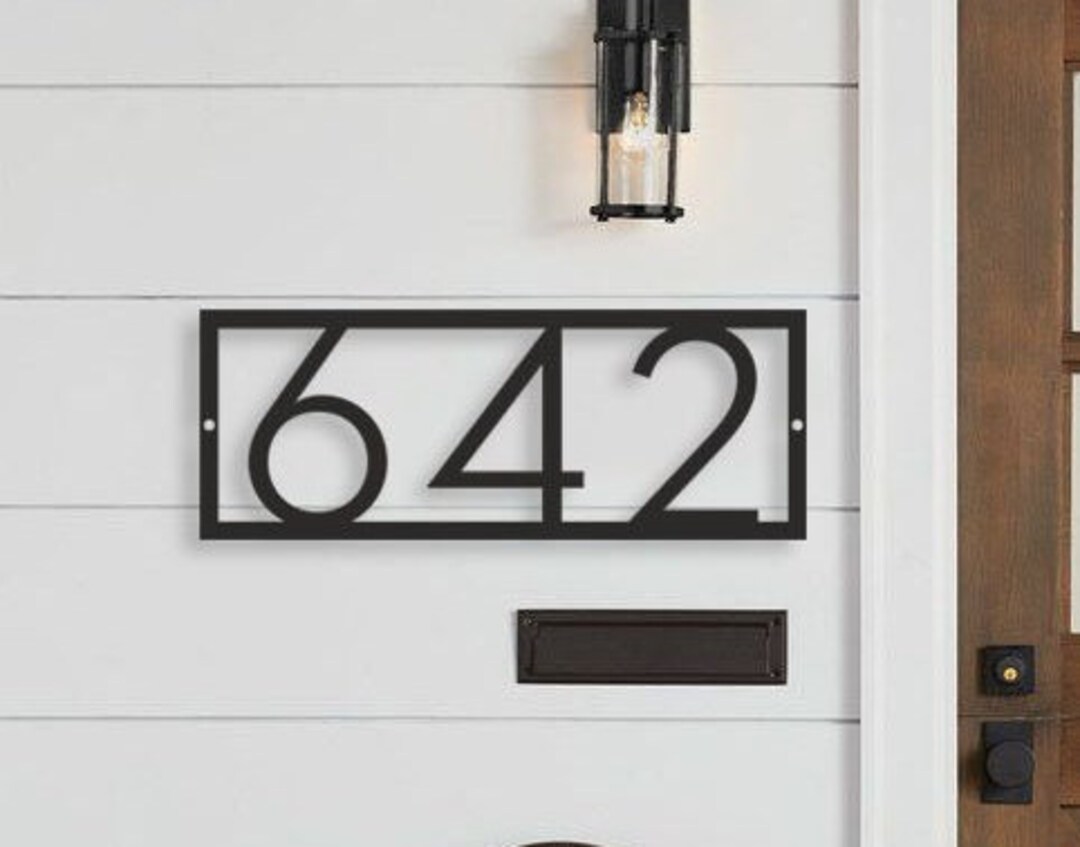 Modern House Number Address Sign, Metal House Numbers, Address Plaque ...