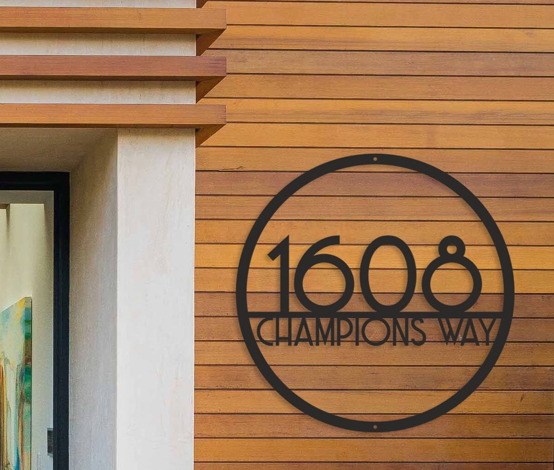 Modern House Number Address Sign, Round Metal House Numbers, Address ...