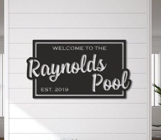 Family Pool Sign, Metal Poolside Sign, Outdoor Pool Sign, Modern Pool ...