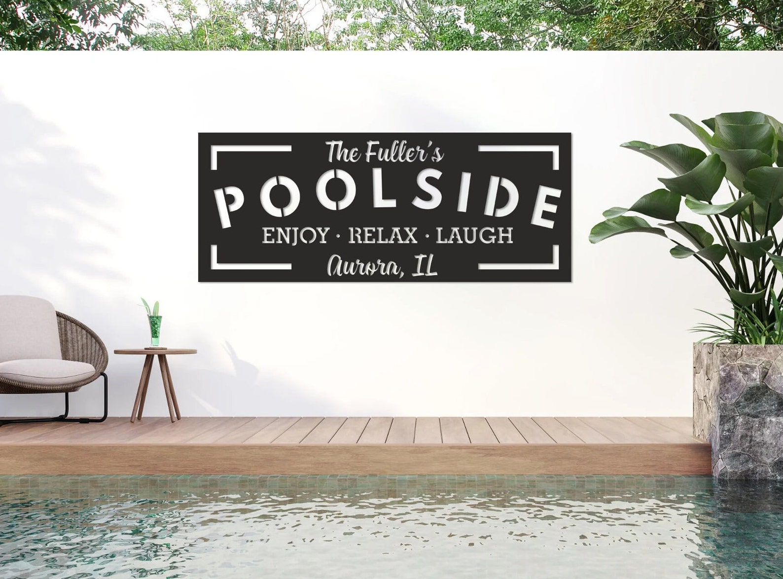 Poolside Oasis Metal Sign, Outdoor Backyard Pool Sign, Tiki Bar Sign ...