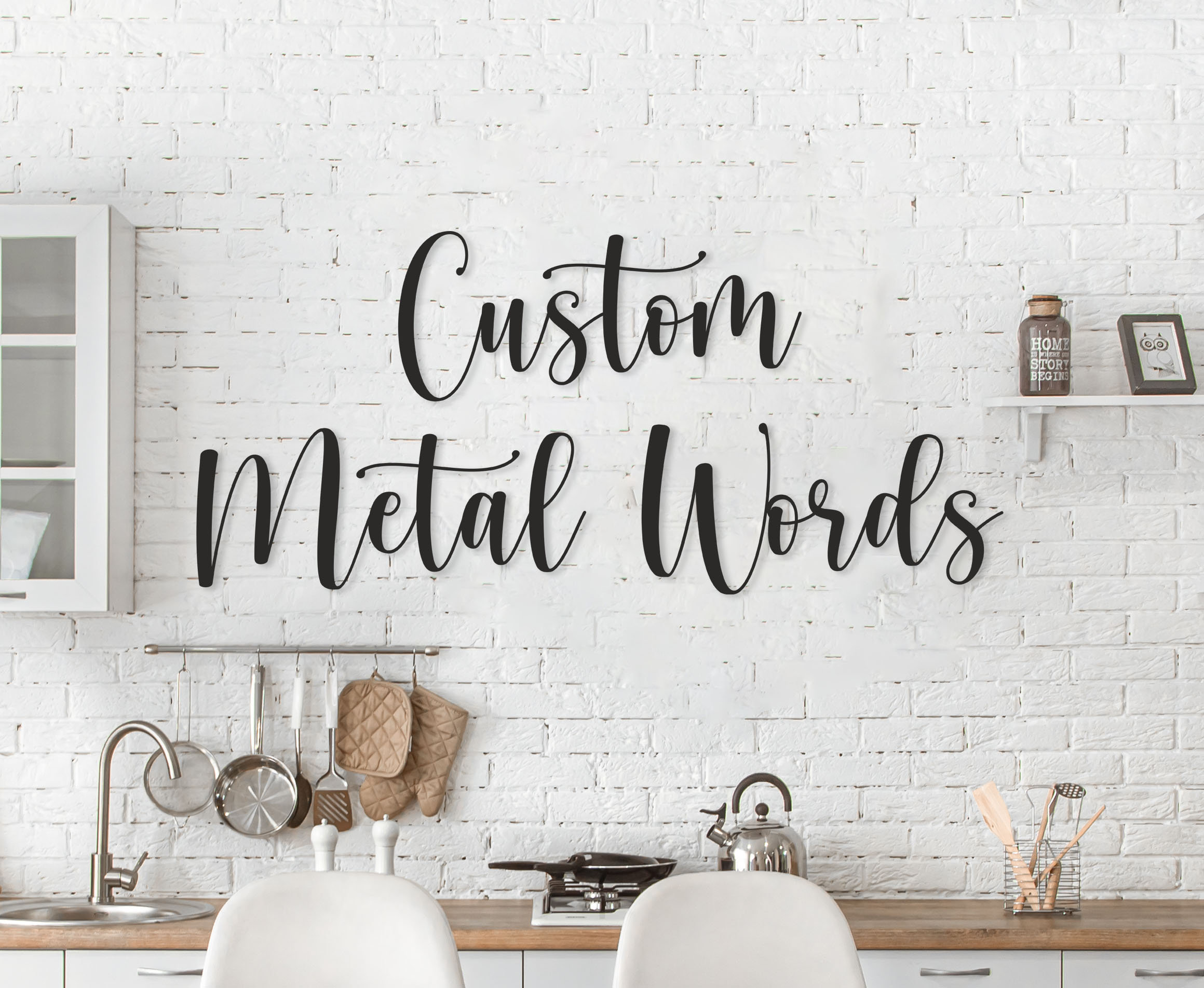Custom Metal Words, Metal Letters, Your Custom Text, Modern Metal Words ...
