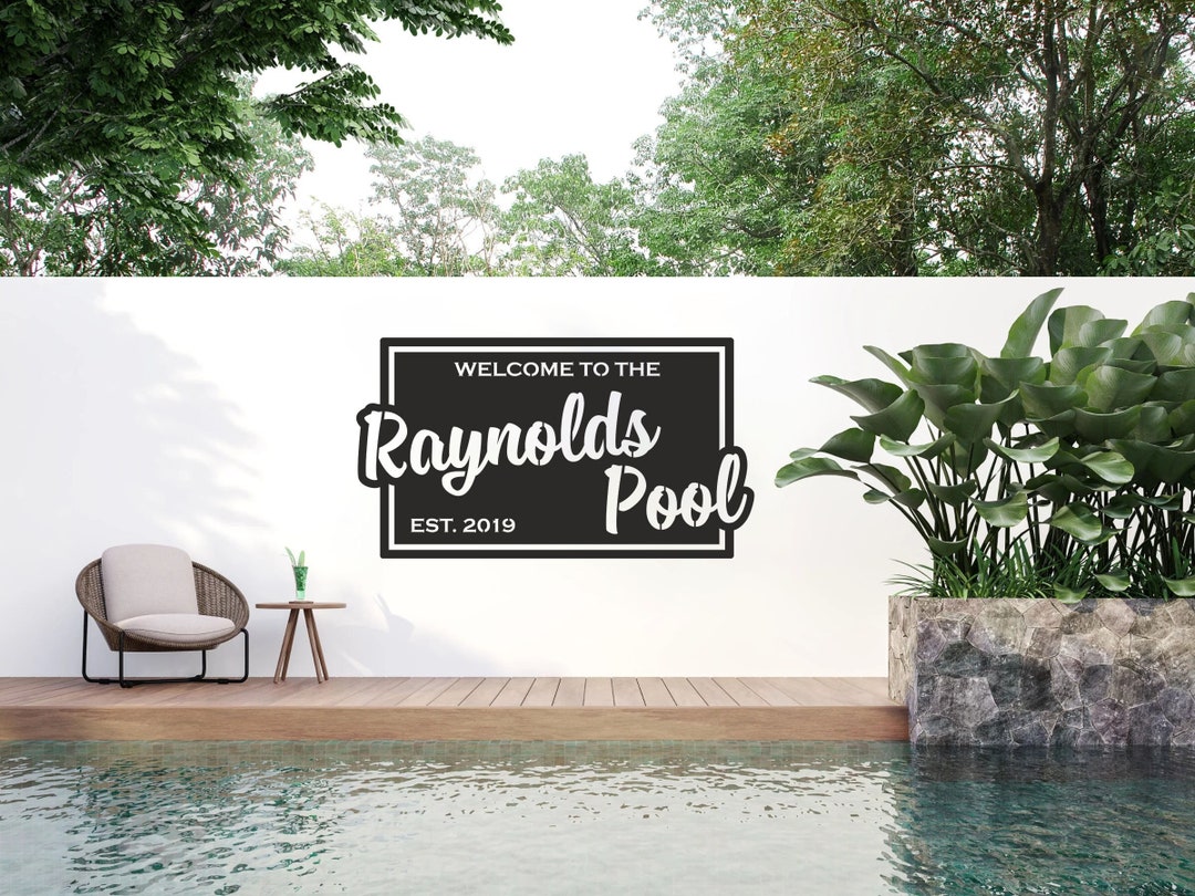 Family Pool Sign, Metal Poolside Sign, Outdoor Pool Sign, Modern Pool ...