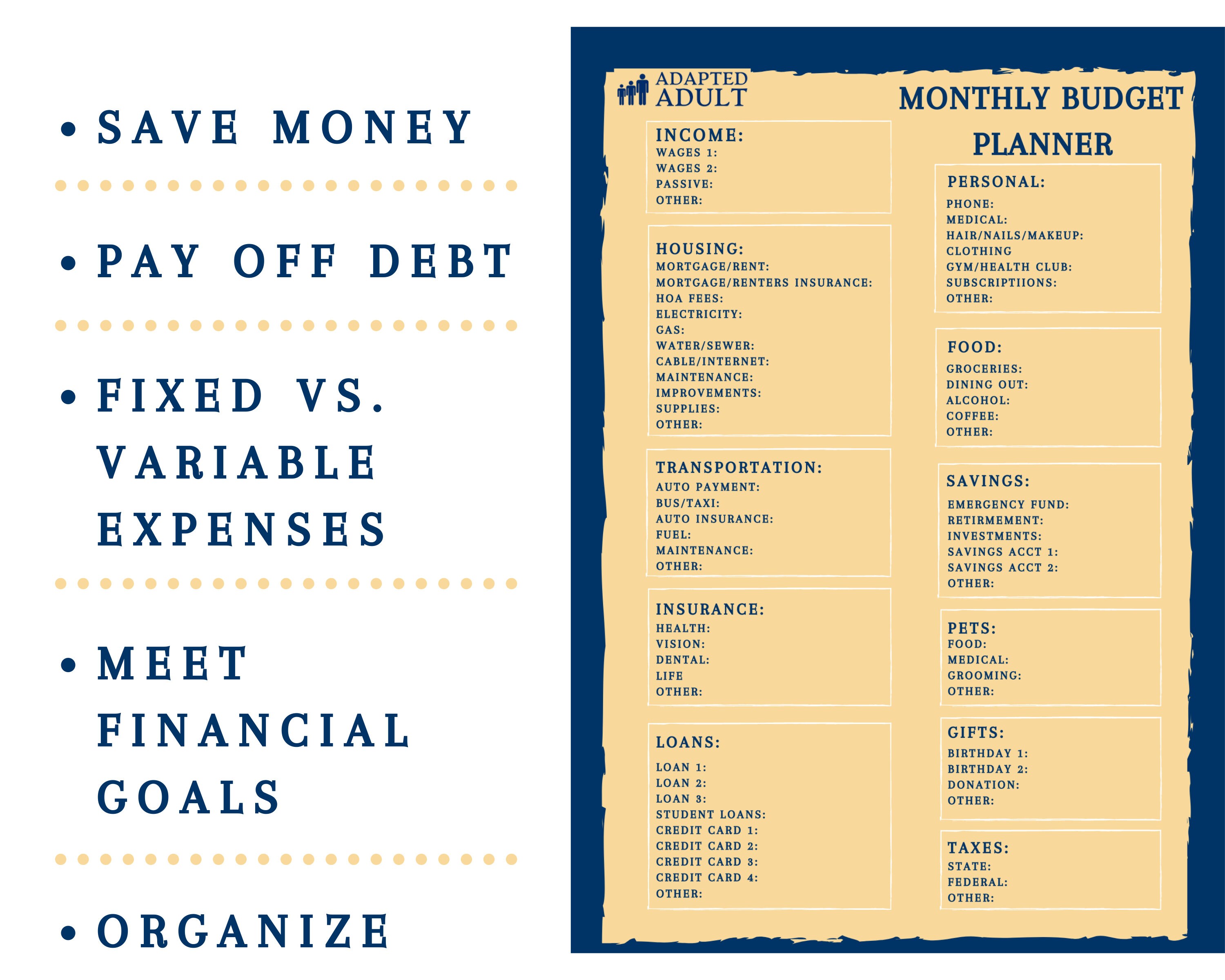 Monthly Budget Planner for Adults - Easy to Use for Financial ...