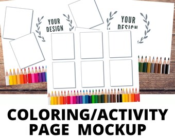 Coloring Pages Mockup Designs, Activity Pages Mock Up, Coloring ...