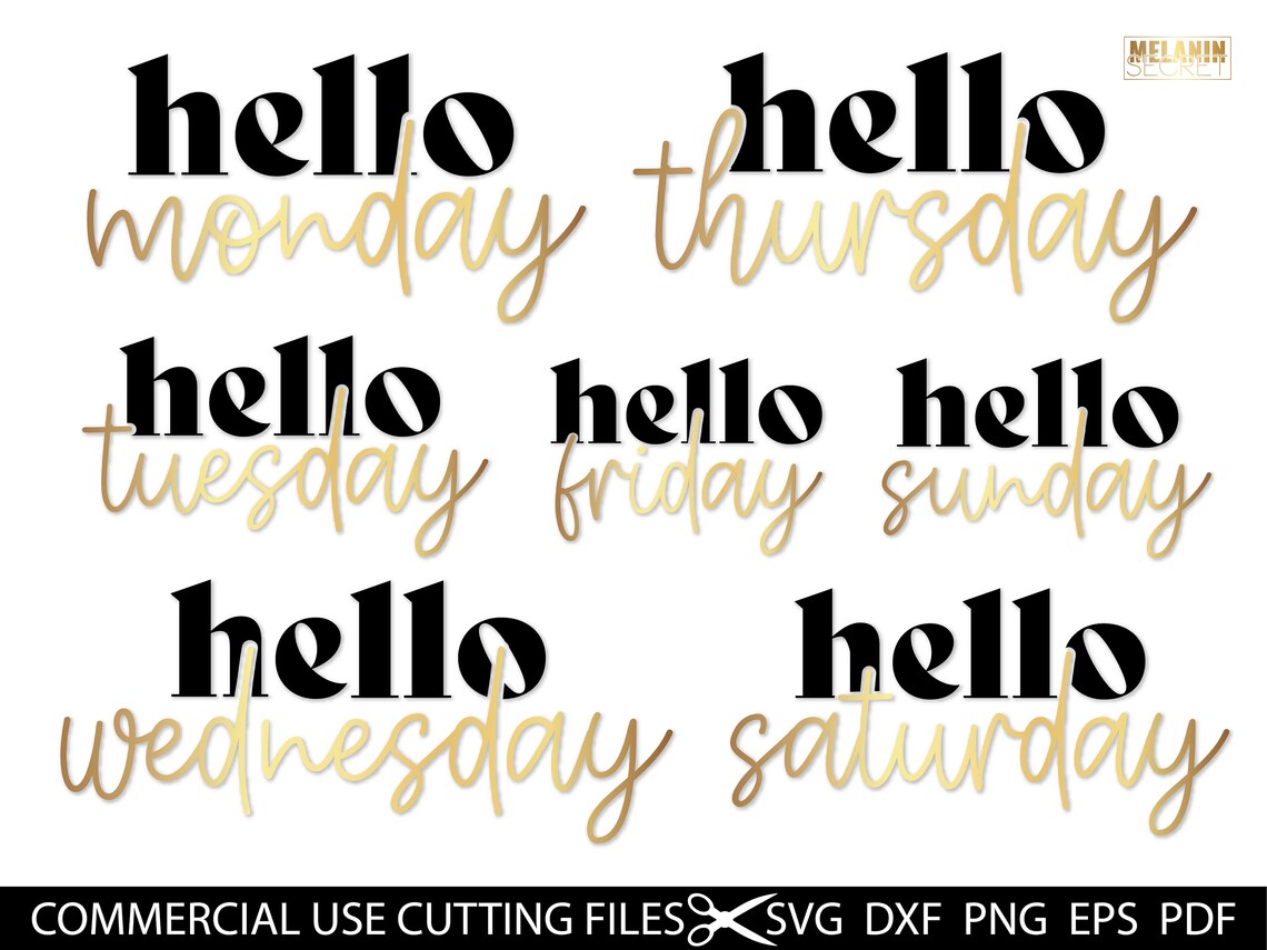 Hello Weekend Bundle SVG Hello Svg Hello Monday Designs - Etsy