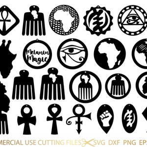 22 Earrings Bundle SVG, Afro Comb Svg, Afro Pick Svg, Afro Svg ...