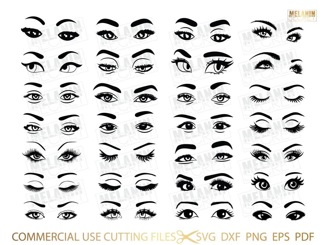 28 Eyes Bundle Svg, Beautiful Eyes Svg, Eyelashes SVG, Makeup Svg ...