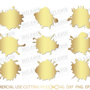Golden Paint Splatter Bundle Svg, Paint Splats Svg, Paint Svg, Clipart ...