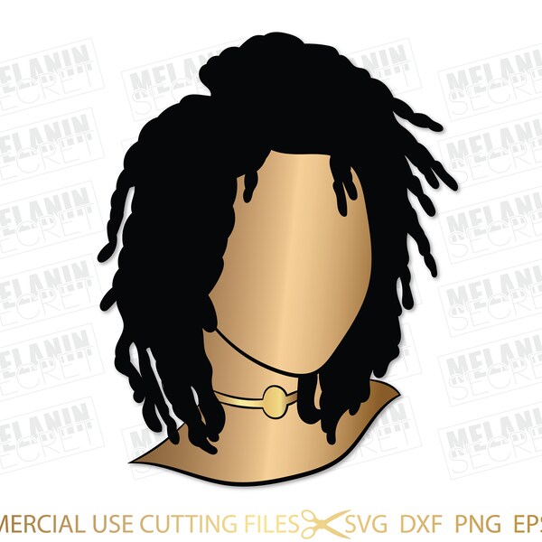 Black Woman Locs Svg - Etsy