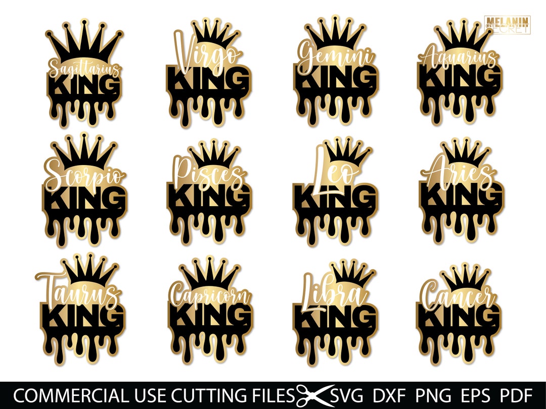 King Zodiac Bundle SVG, Horoscope Svg, 12 Zodiac Designs Svg, Black Man ...