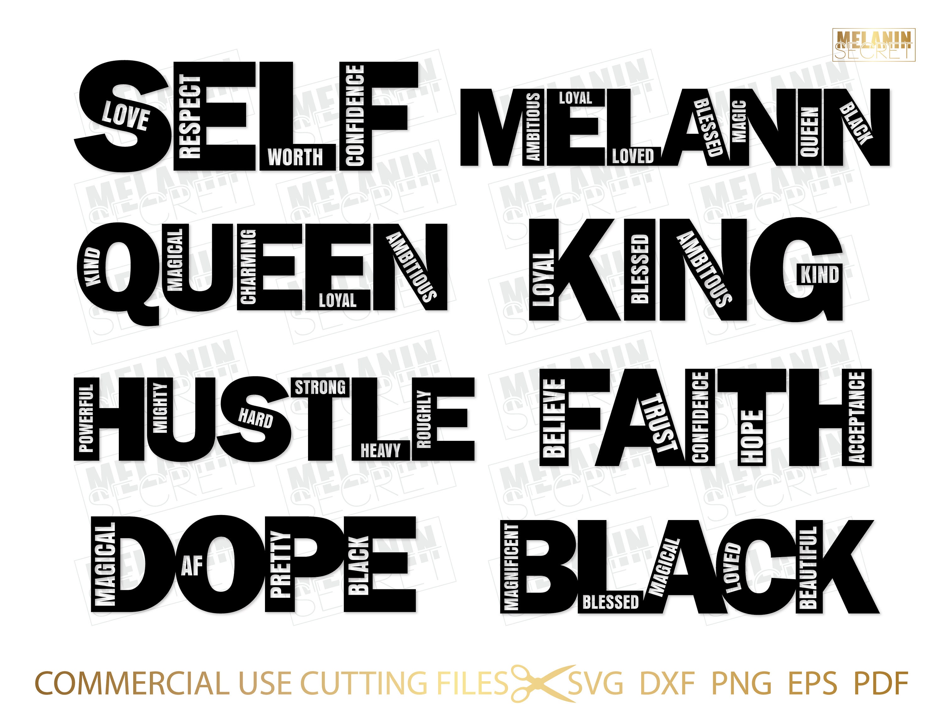 Strong Words Bundle SVG Hope Svg Dope Svg Hustle Svg King | Etsy