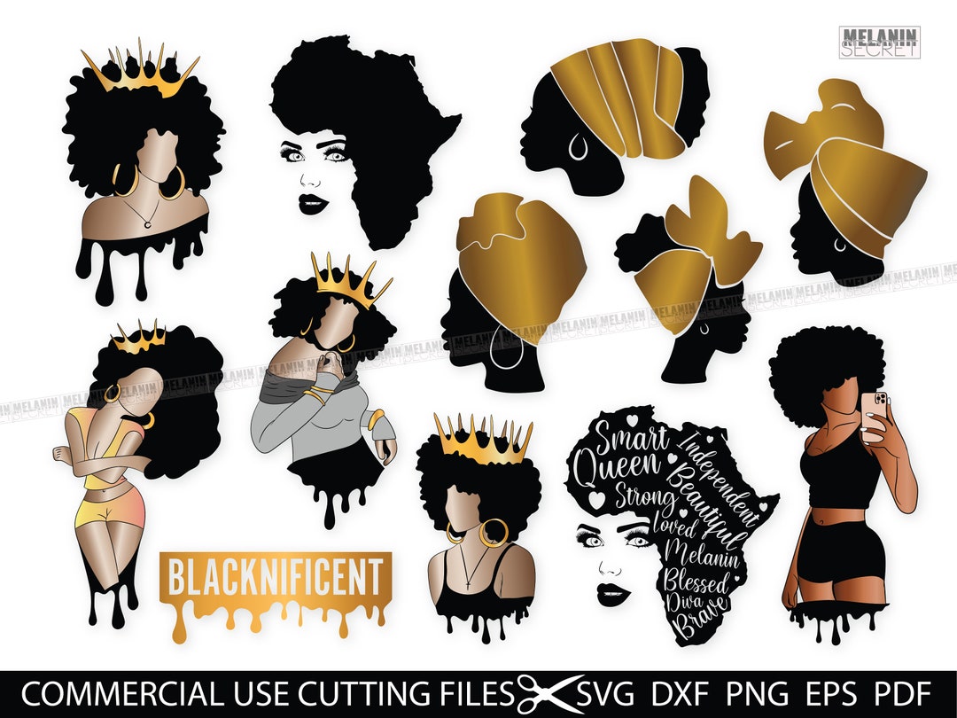 12 Afro Bundle SVG Designs, Afro Woman Svg, Black Queen Svg Cut File ...