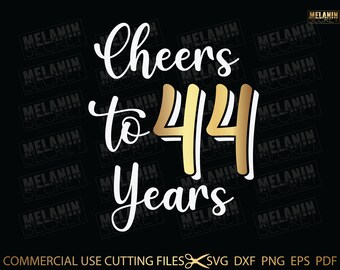 Cheers to 44 Years - Etsy