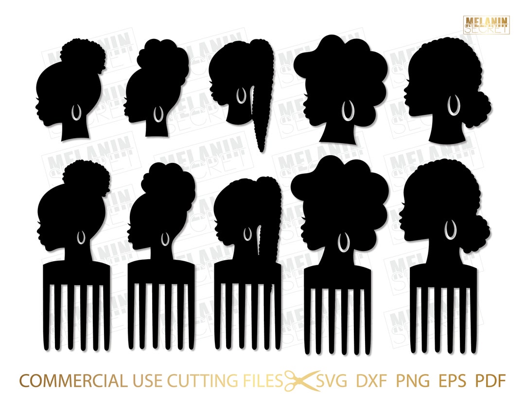Afro Comb Bundle SVG, Afro Pick Svg, Natural Hair Svg, Afro Puff Svg ...
