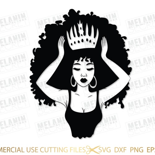 Afro Queen With Crown SVG Diva Queen Boss Lady Black - Etsy