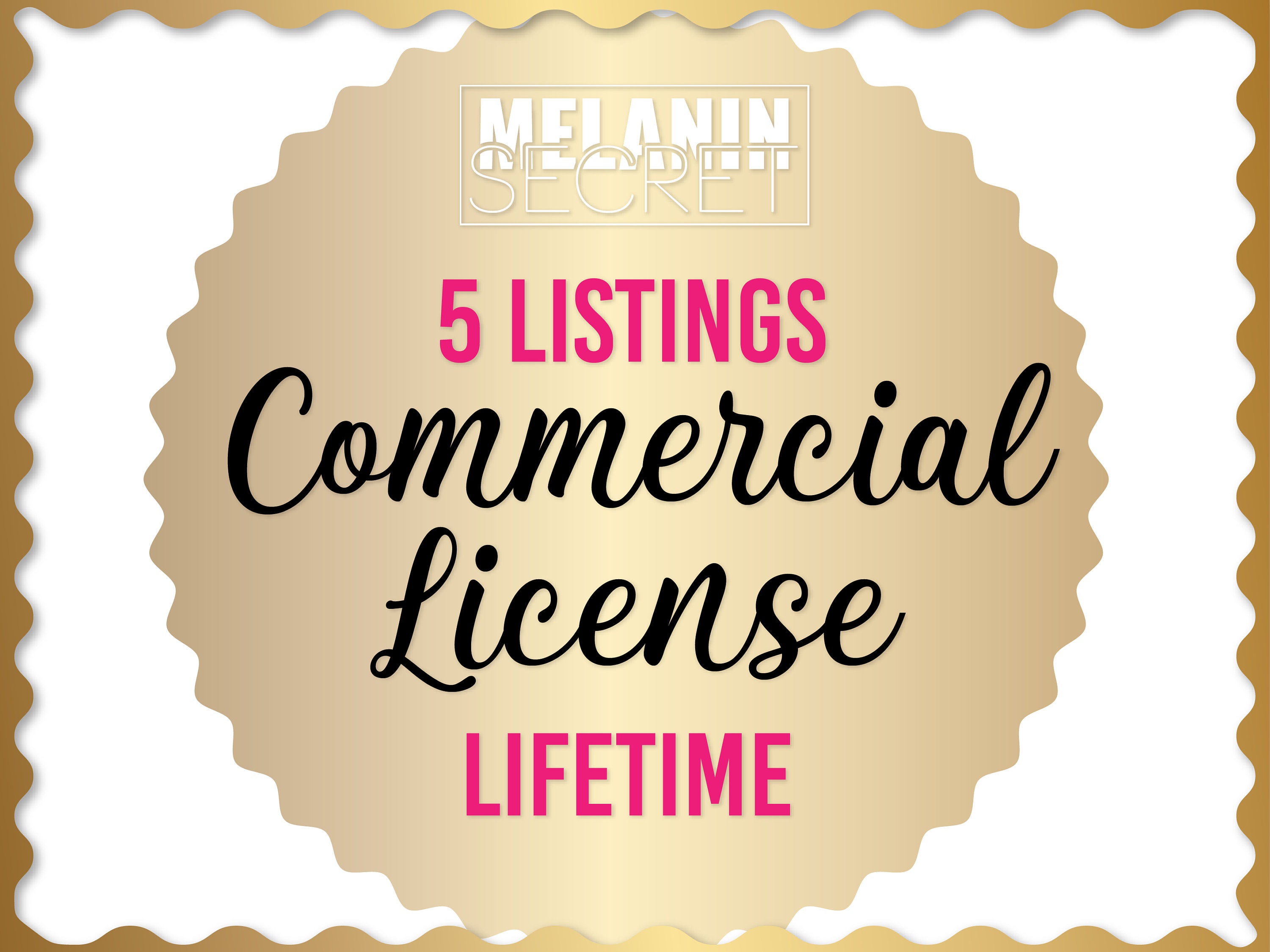 Commercial License for 5 Listings No Attribution Commercial - Etsy