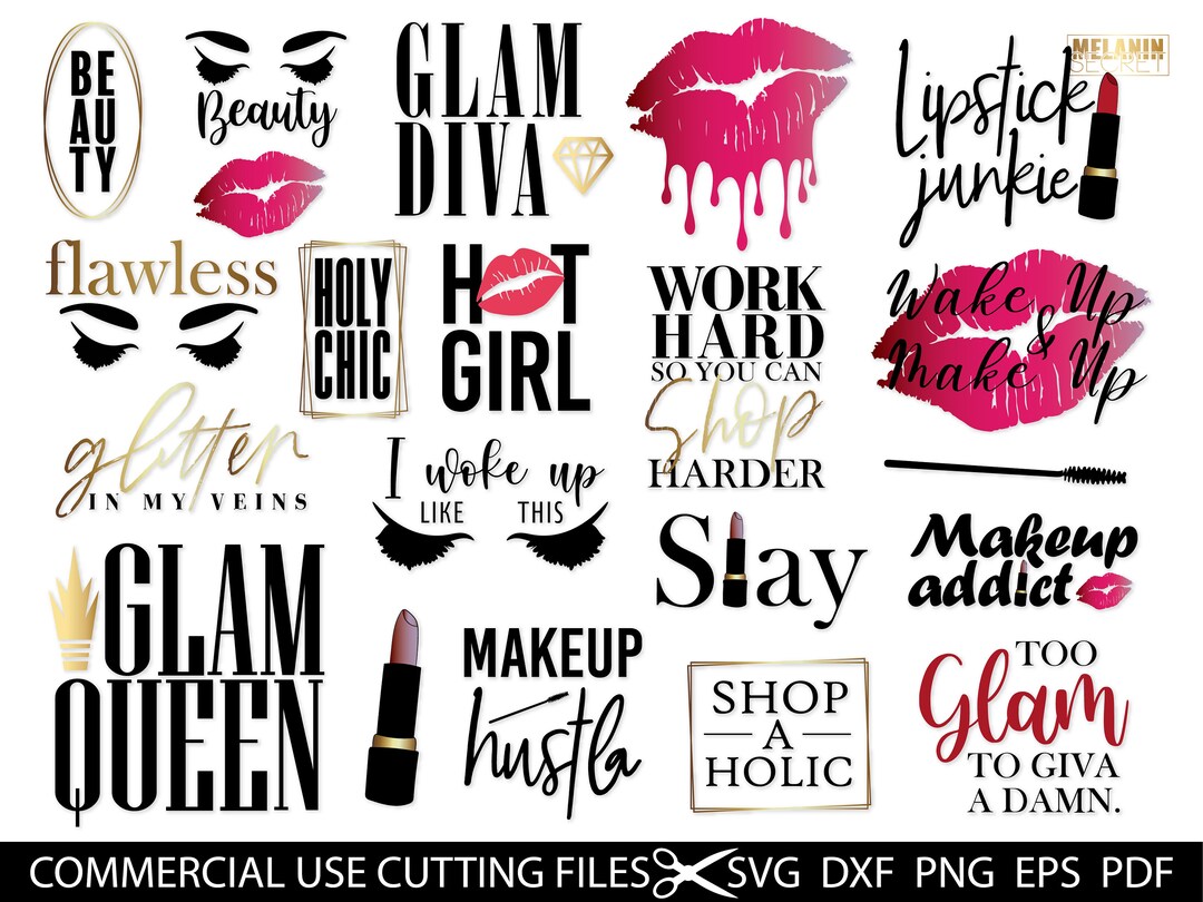 21 Makeup Bundle Svg, Beauty Svg, Glam Svg, Diva Svg, Svg, Glamour Svg ...