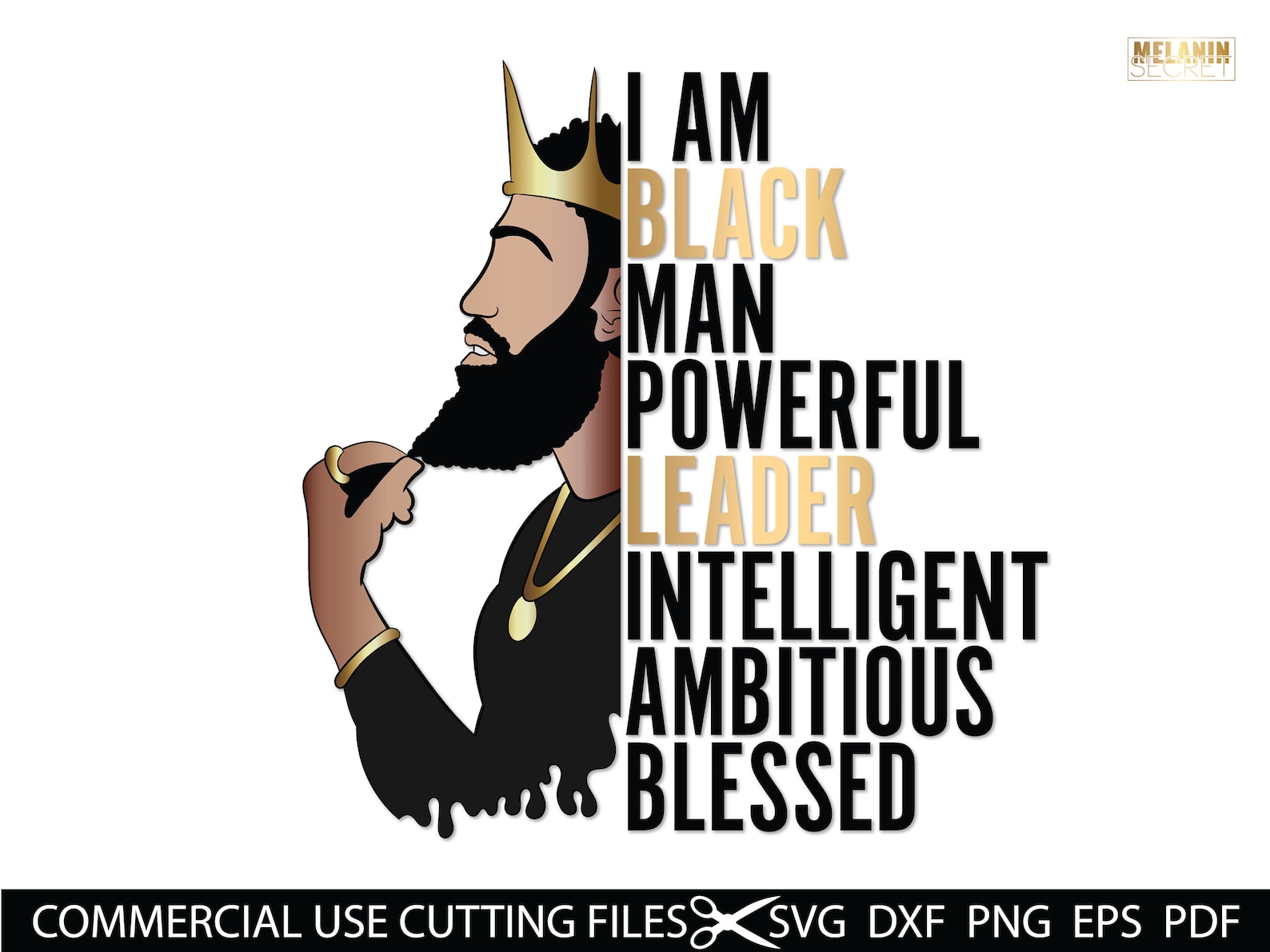 I Am Black Man Svg King With Crown SVG Black Man Crown Svg - Etsy